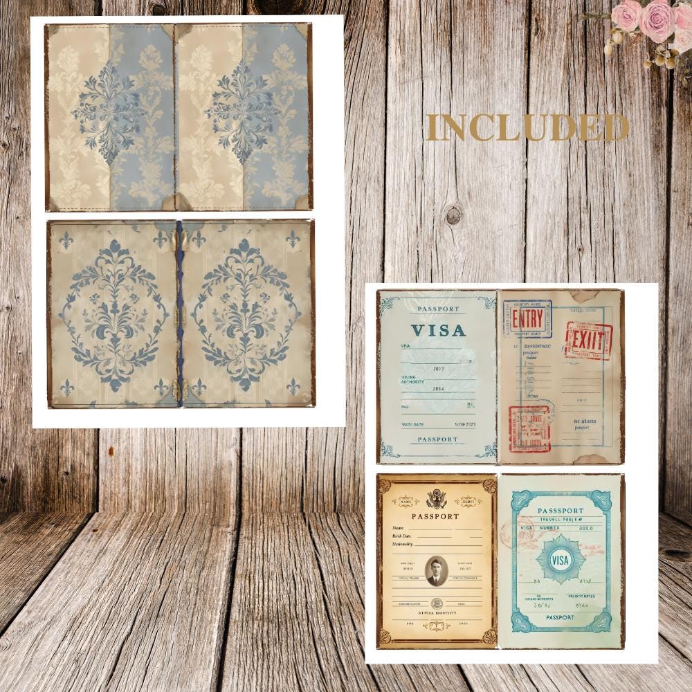 Printable Traveler’s Passport Junk Journal Kit, Vintage Travel Ephemera ...