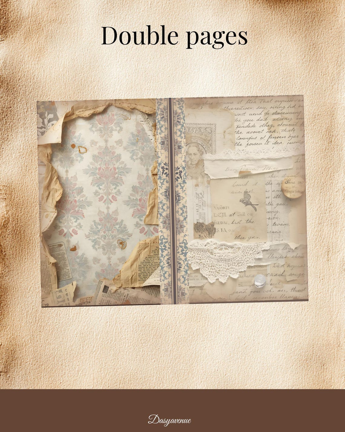 Vintage Simple Folio Printable Set | 5 Pages of Neutral Ephemera, Tags ...