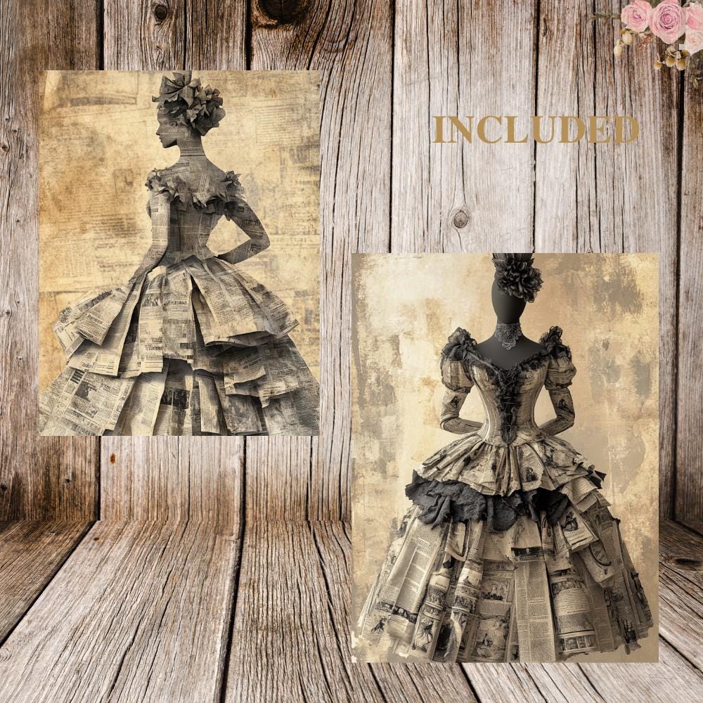 Rustic Dress Form Pack | 31 Vintage Junk Journal Pages | Mannequin ...