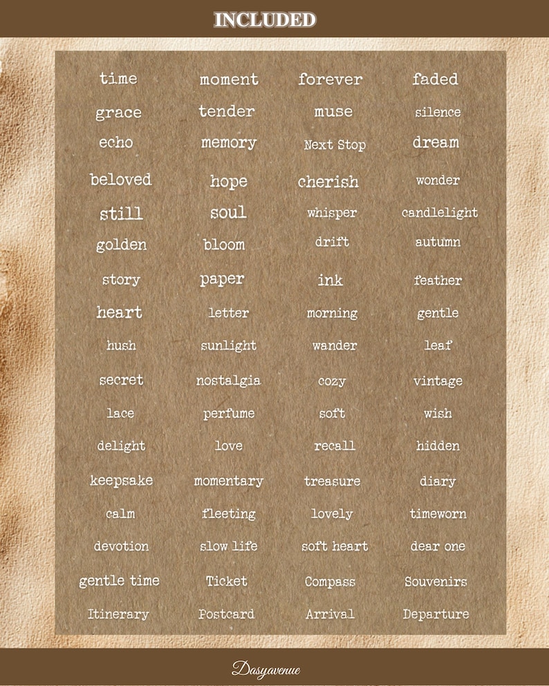 Tiny Words & Mini Phrases Labels – Vintage Word Stickers for Junk ...