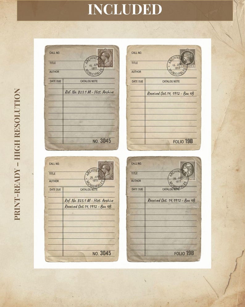 Vintage Library Card Printable Pages, Old Library Cards & Pockets, Junk ...