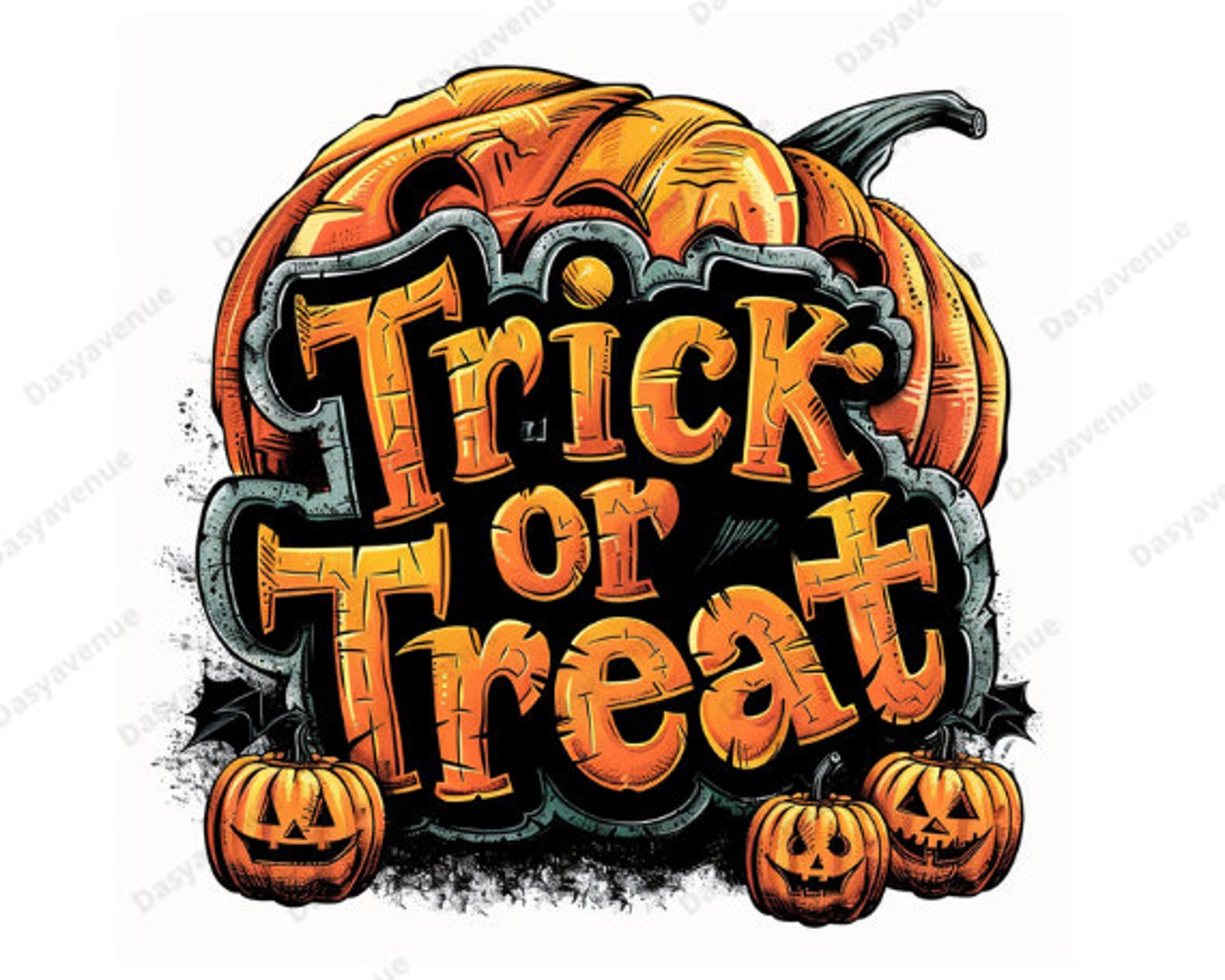 Halloween Trick or Treat Clipart Set Spooky Pumpkin Designs, Perfect ...