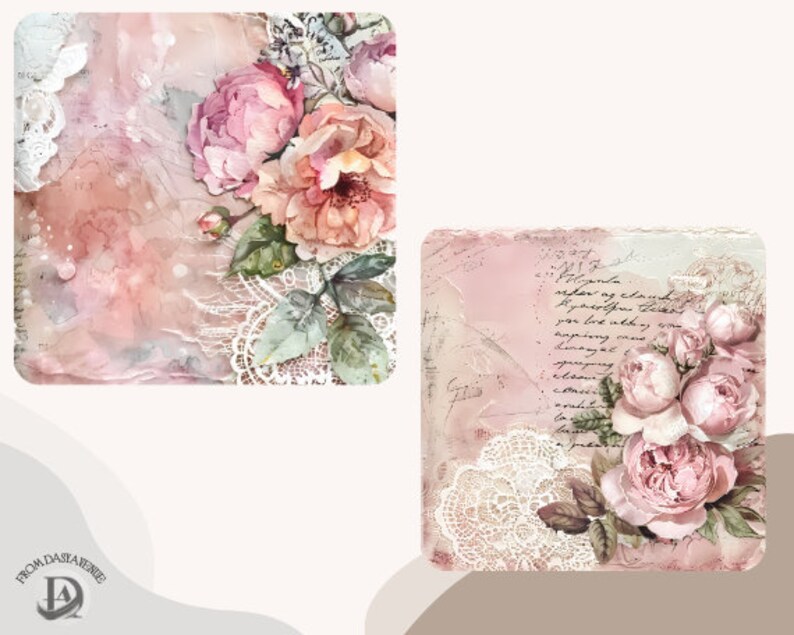 Shabby Chic Pink Digital Paper Pack - Vintage Floral Backgrounds ...
