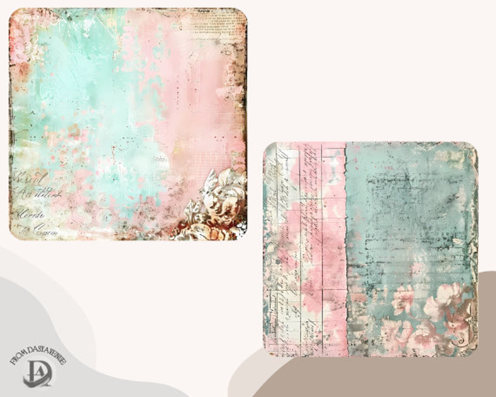 Shabby Chic Pink Digital Paper Pack - Vintage Floral Backgrounds ...