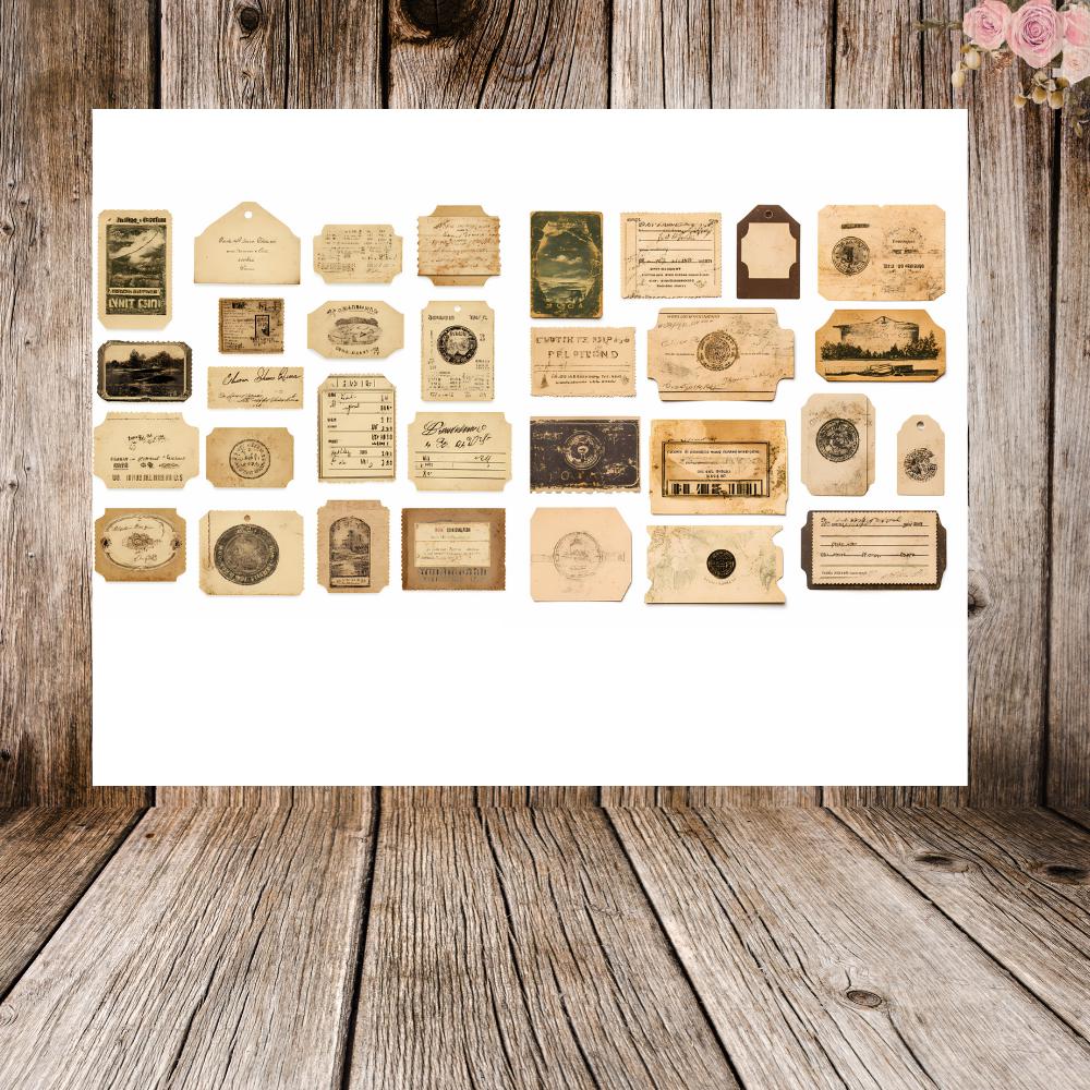 Vintage Ephemera Tags Printable | Junk Journal Labels | Antique Paper ...
