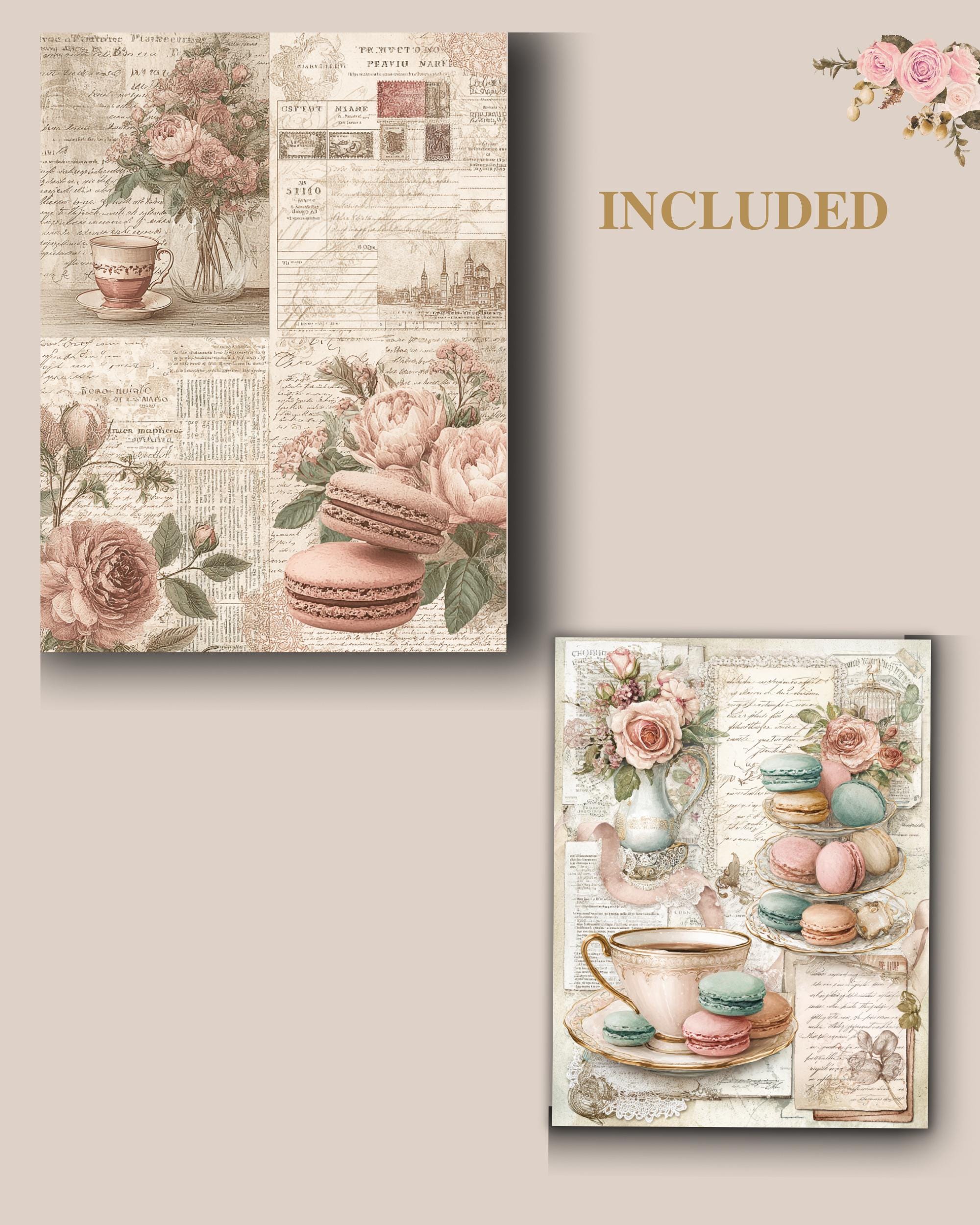 Vintage Tea Roses Junk Journal Pages, Shabby Chic Printable Ephemera ...