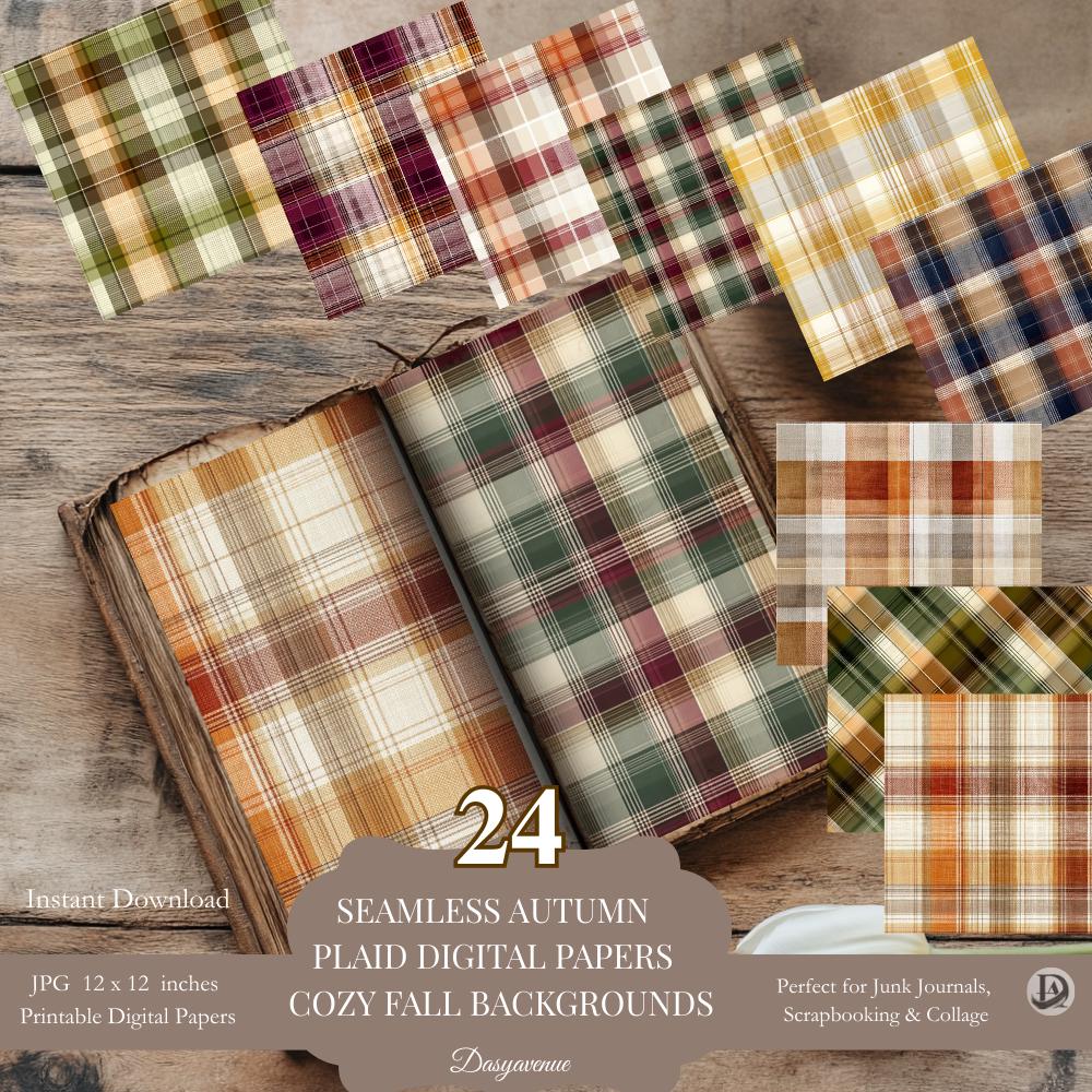 Seamless Cozy Plaid Digital Paper Pack, Fall Tartan Scrapbook ...