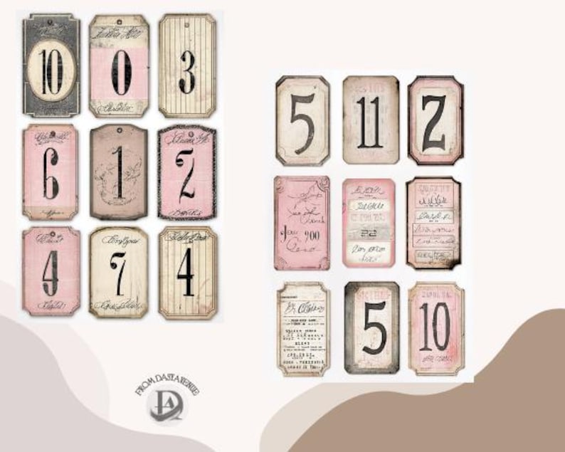 Pink Number Industrial Labels , Junk Journaling Labels, Words for Junk ...