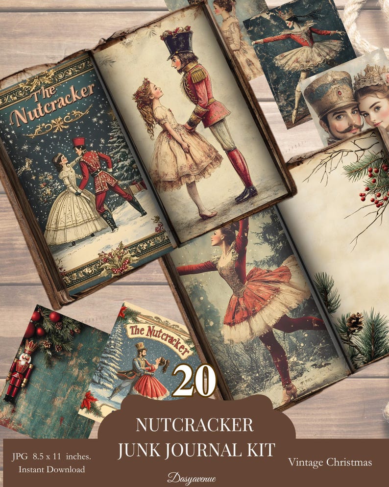 Nutcracker Junk Journal Kit | Vintage Christmas Printable Ephemera ...