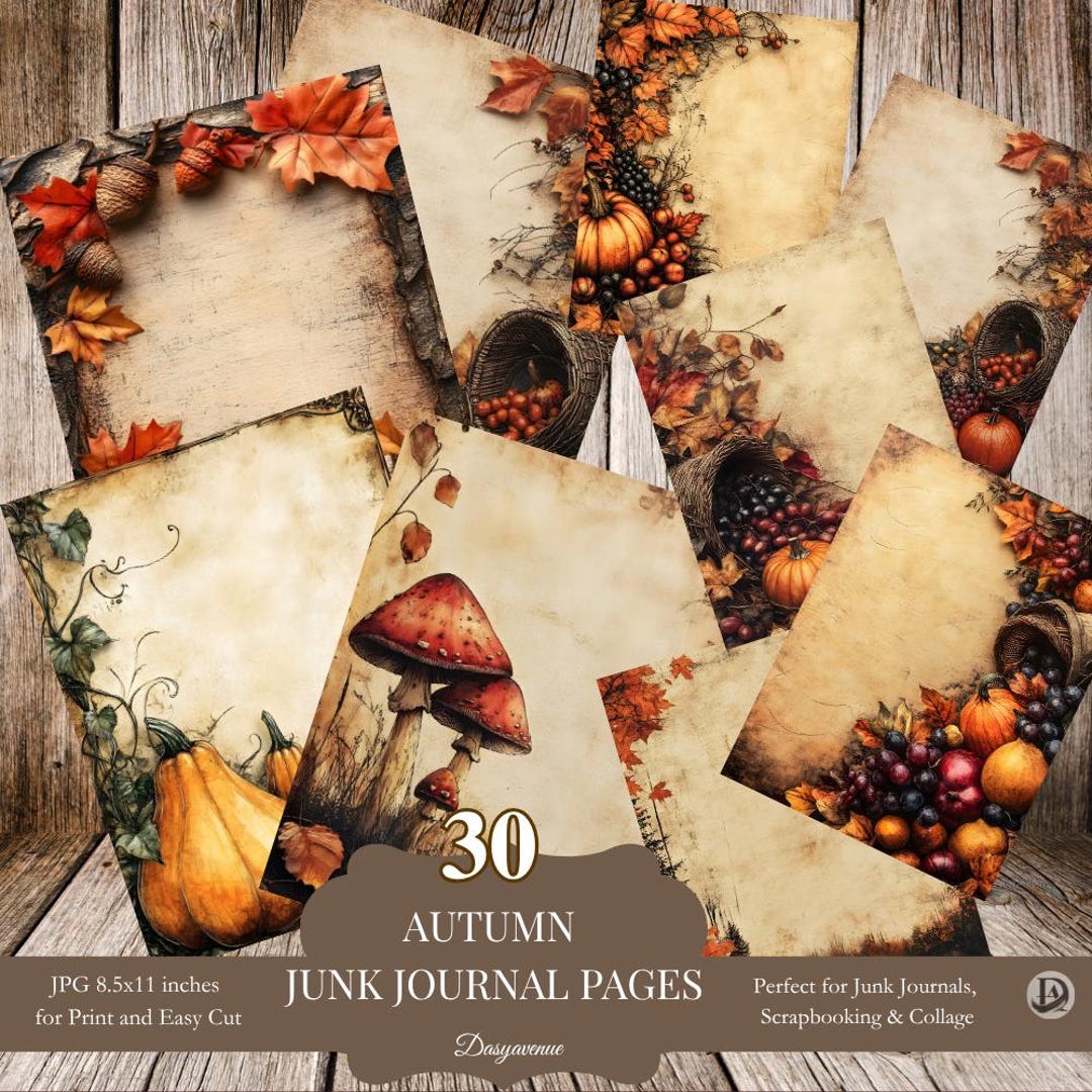 Autumn Junk Journal Pack, Fall Printable Paper, Pumpkin Ephemera ...