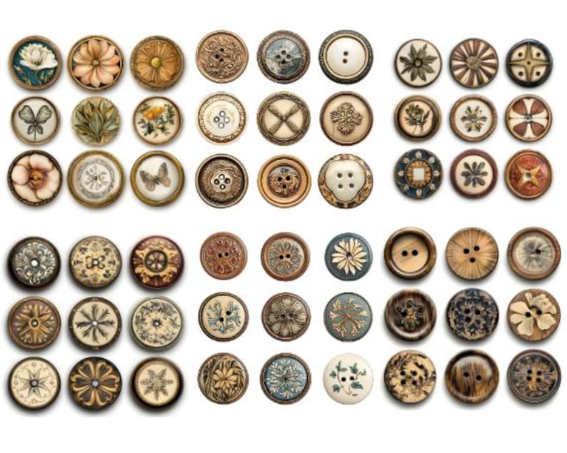 Button Ephemera Digital , Junk Journaling Button, Vintage Button, Mix ...