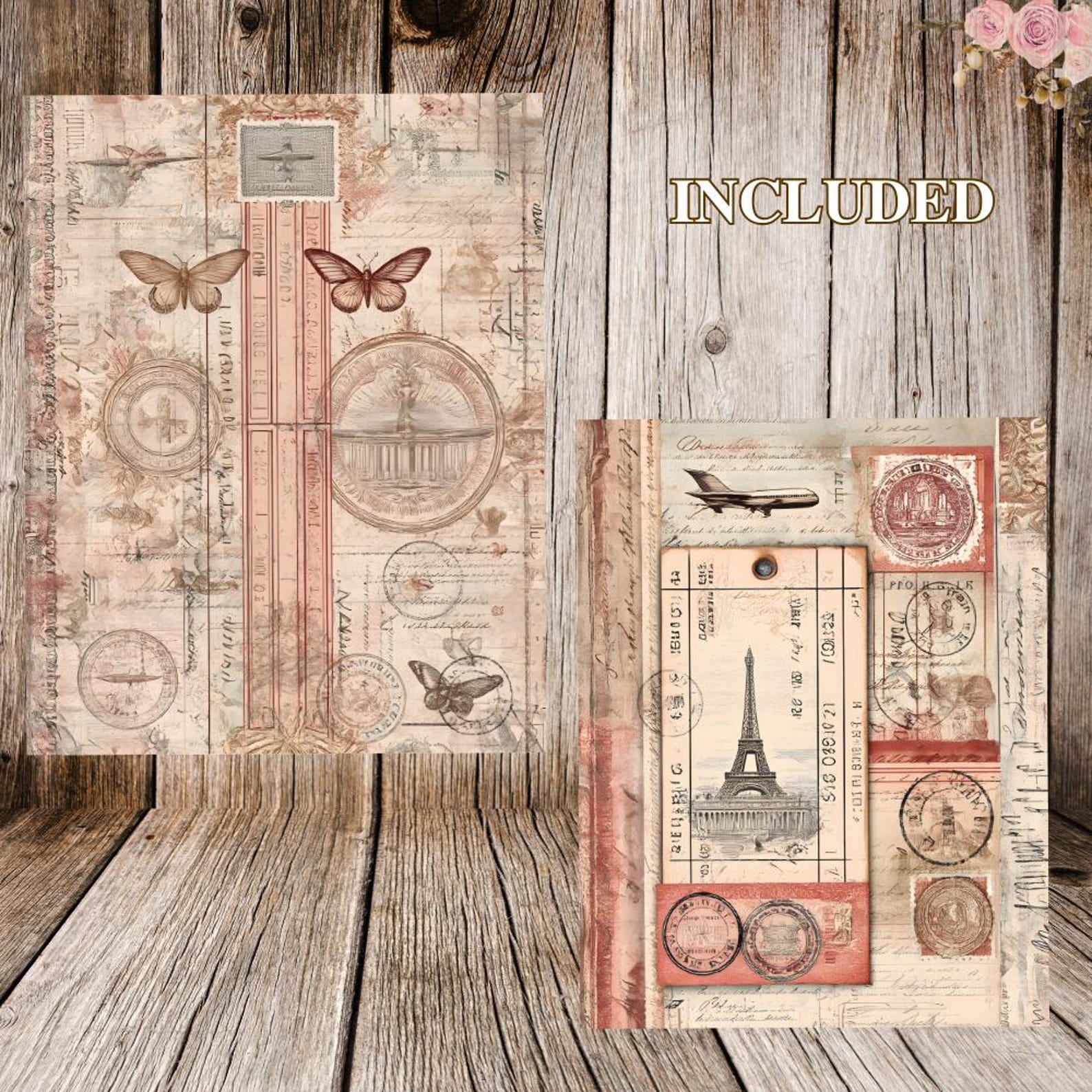 Vintage Travel Junk Journal Set | Printable Ephemera Pages With ...