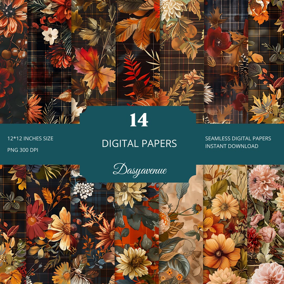 14 Seamless Fall Floral Digital Papers Autumn wallpaper pattern High ...