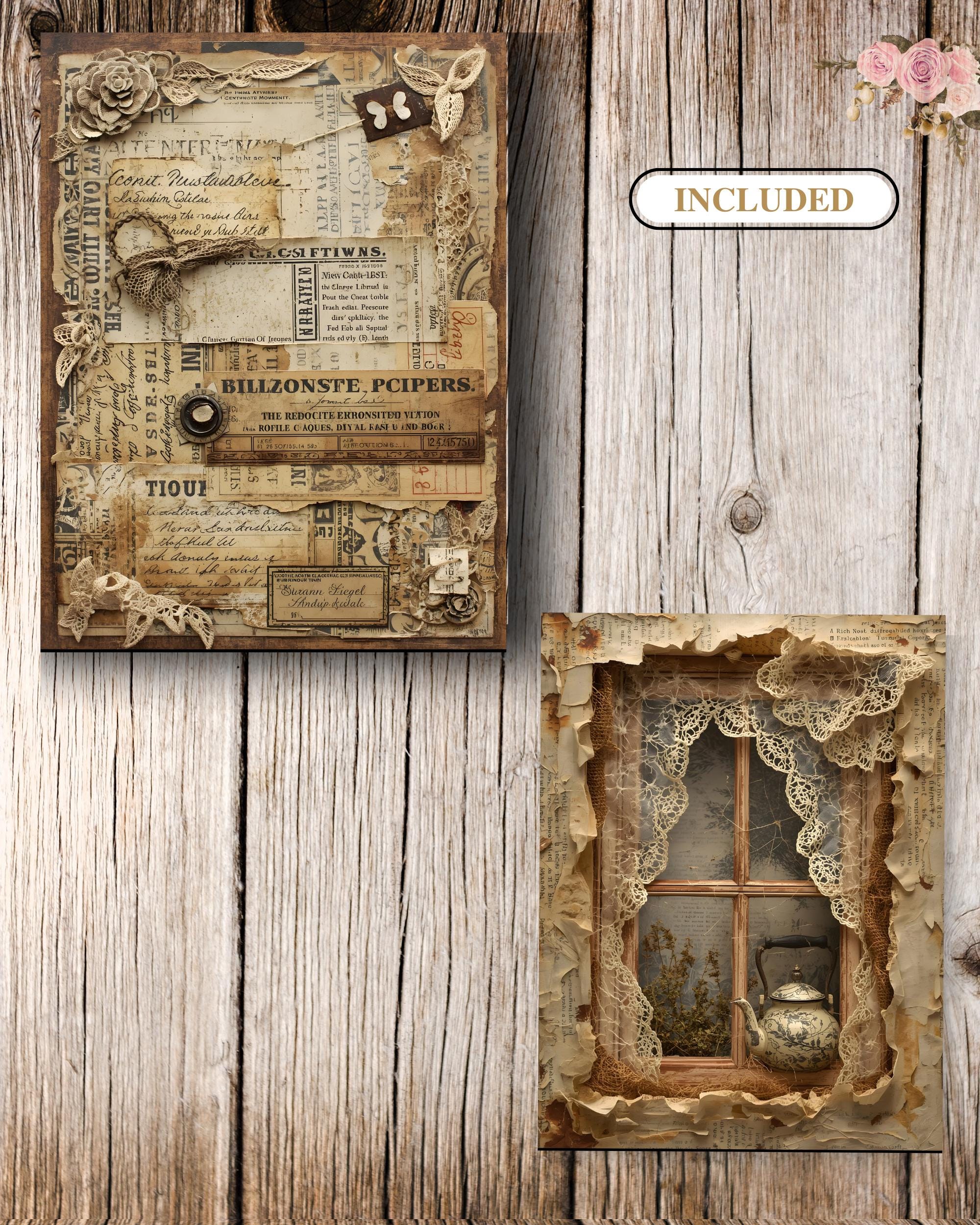 Rustic Farmhouse Junk Journal Pages | Distressed Wood Textures ...