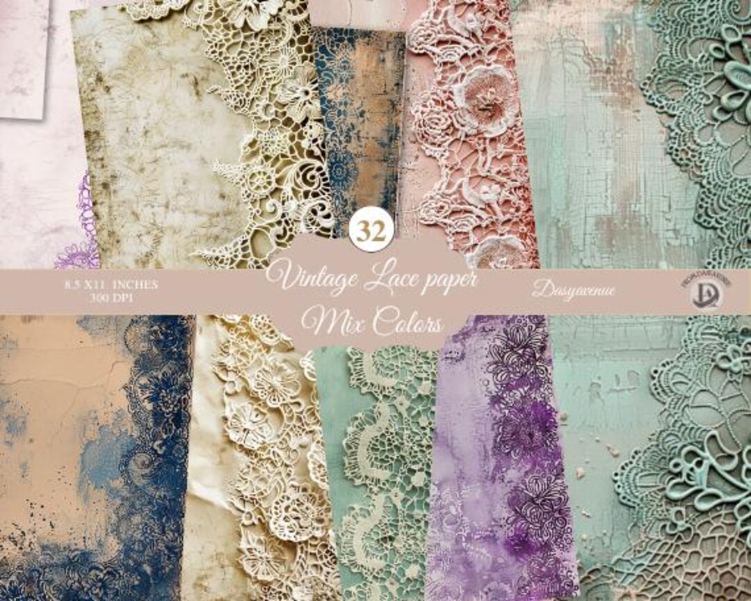 Vintage Lace Paper Sheets for Scrapbooking, Journaling, DIY Projects ...