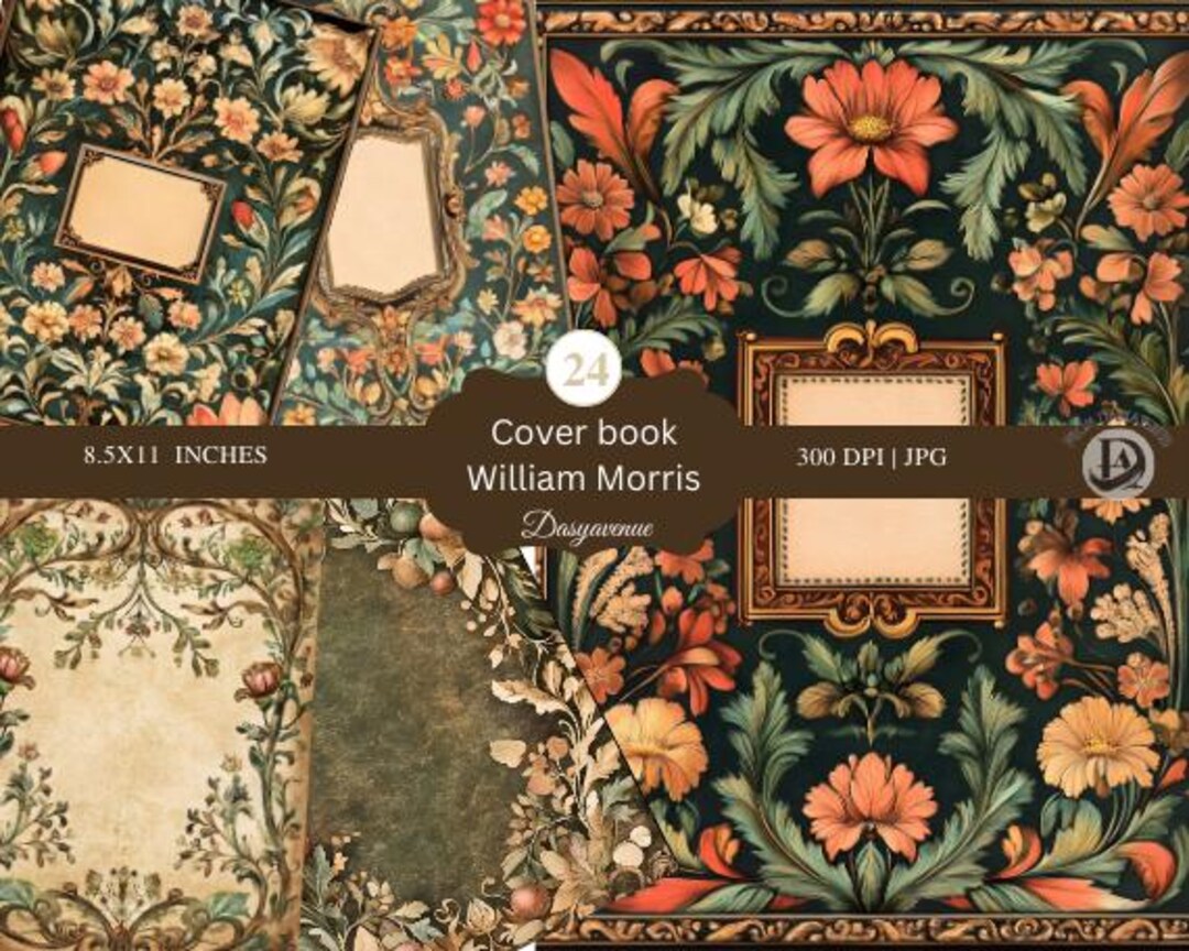 William Morris Fall Book Covers | Autumn Botanical Junk Journal Pages ...