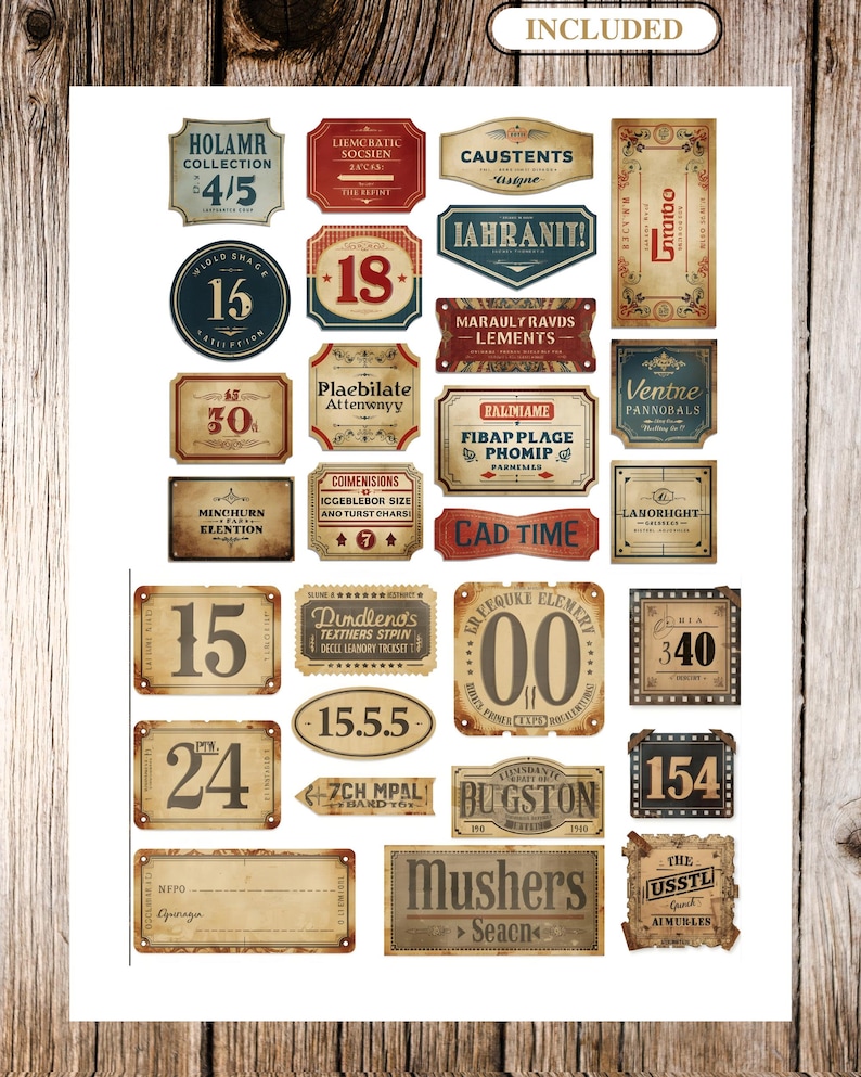 Vintage Number Tags & Labels | Printable Ephemera, Junk Journal Numbers ...