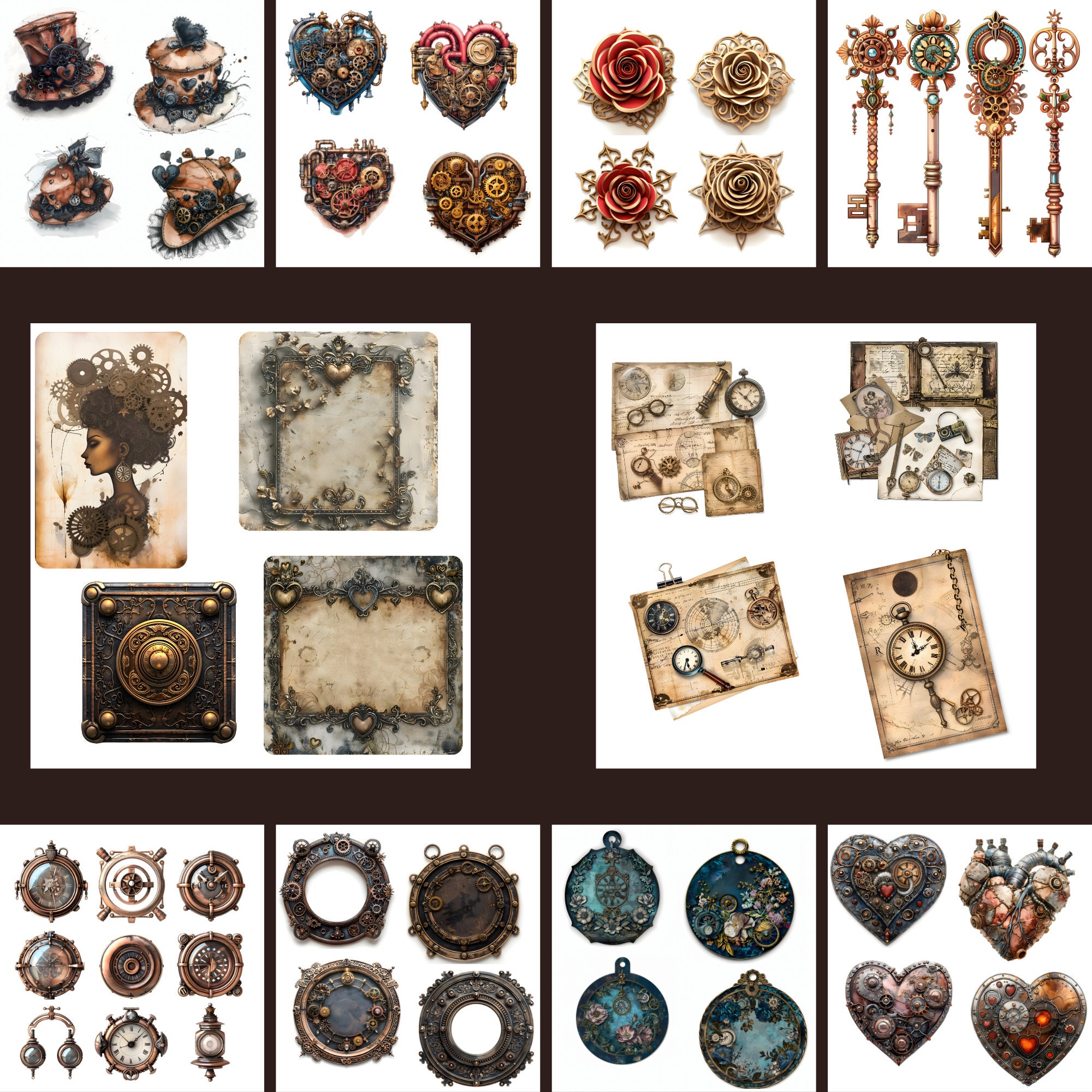 Ultimate Steampunk Elements Kit – Cogs, Keys, Vintage Supplies for DIY ...