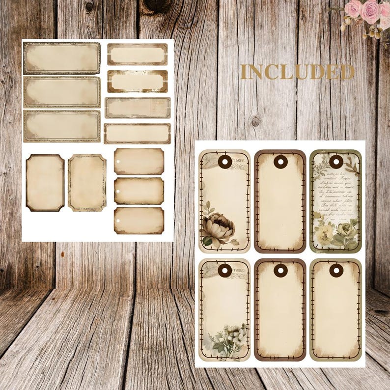 80+ Vintage Labels & Tags Printable for Junk Journal, Scrapbook, Diary ...