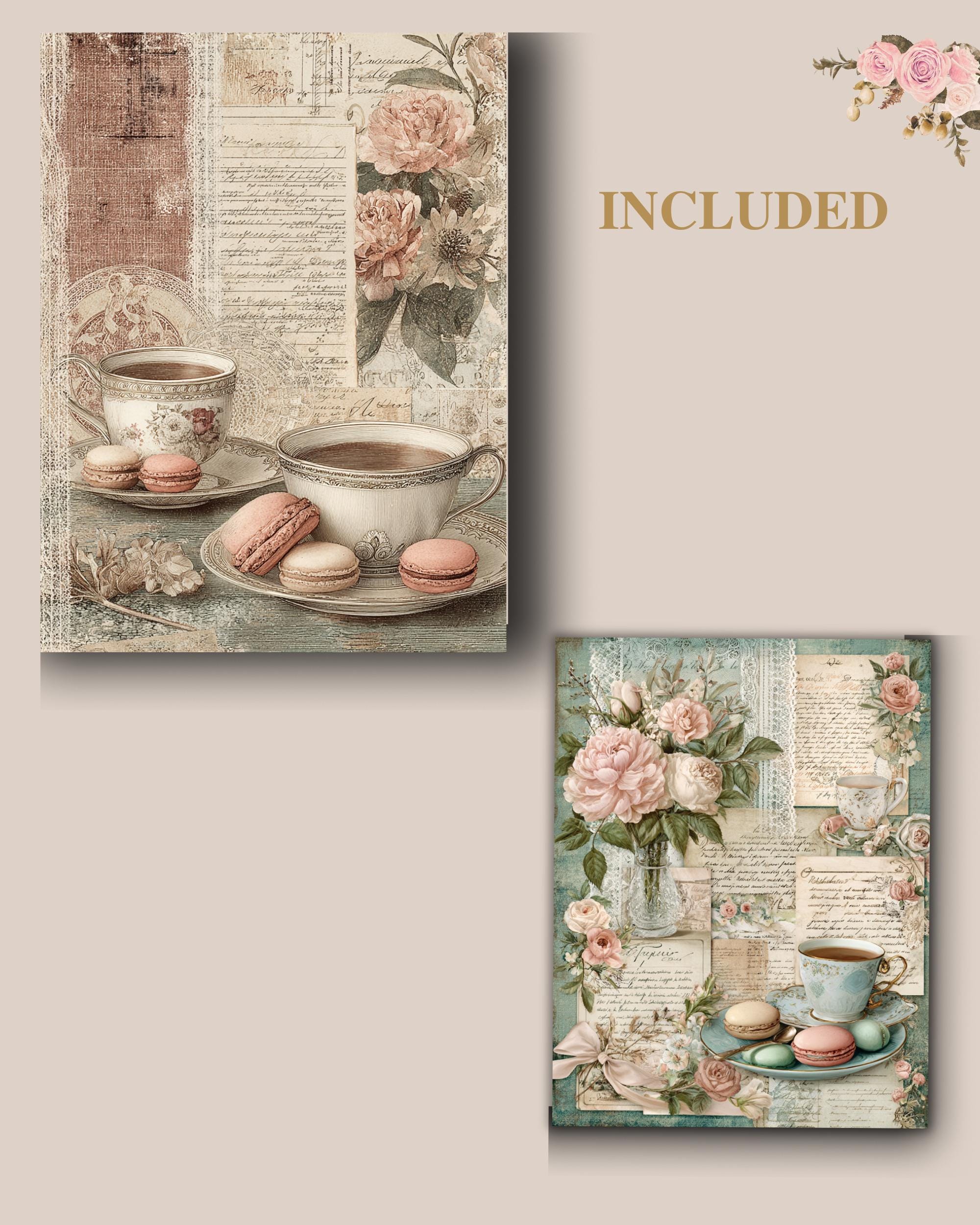Vintage Tea Roses Junk Journal Pages, Shabby Chic Printable Ephemera ...