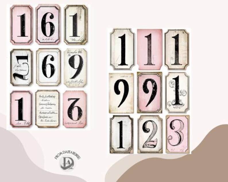 Pink Number Industrial Labels , Junk Journaling Labels, Words for Junk ...