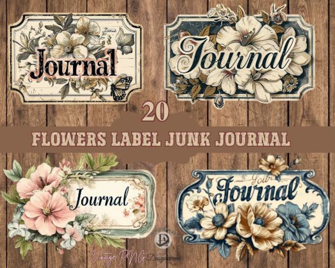 Vintage Journal Labels, Printable Ephemera, Scrapbook Cover Labels ...
