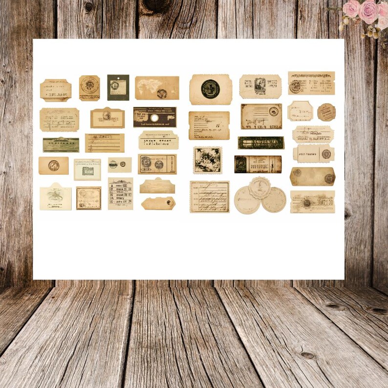 Vintage Ephemera Tags Printable | Junk Journal Labels | Antique Paper ...