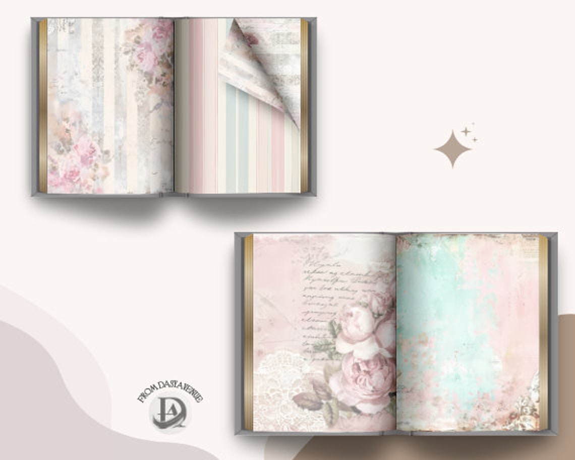 Shabby Chic Pink Digital Paper Pack - Vintage Floral Backgrounds ...