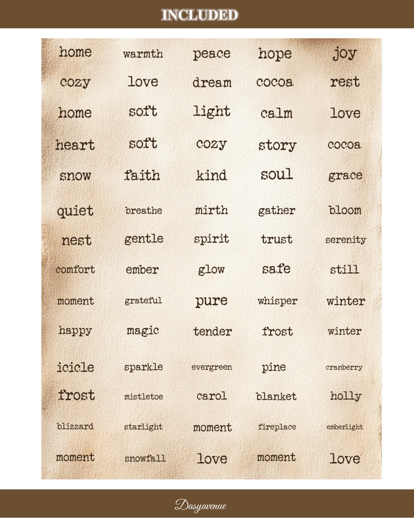 Cozy Words & Phrases Printable Labels | A4 + US Letter | Vintage Junk ...