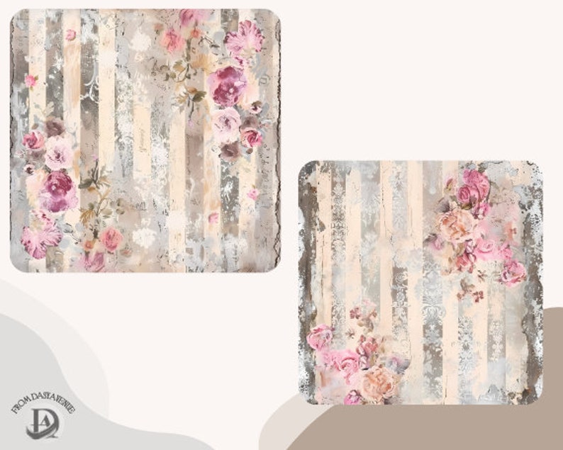Shabby Chic Pink Digital Paper Pack - Vintage Floral Backgrounds ...