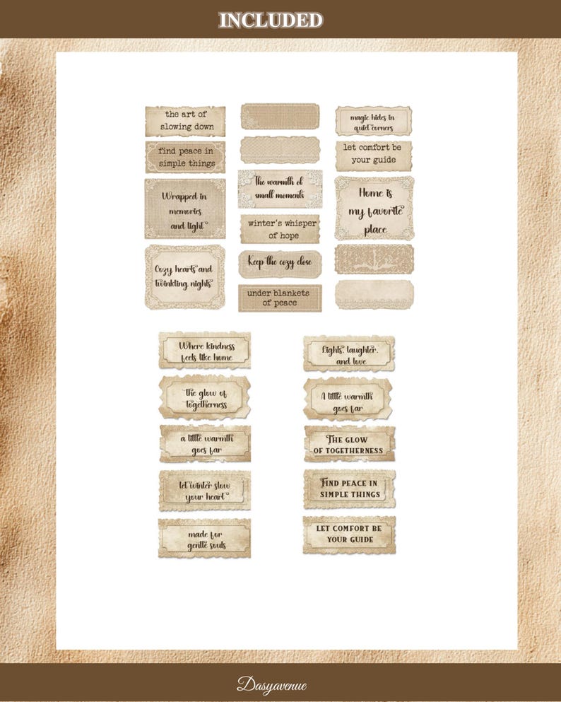 Cozy Words & Phrases Printable Labels | A4 + US Letter | Vintage Junk ...