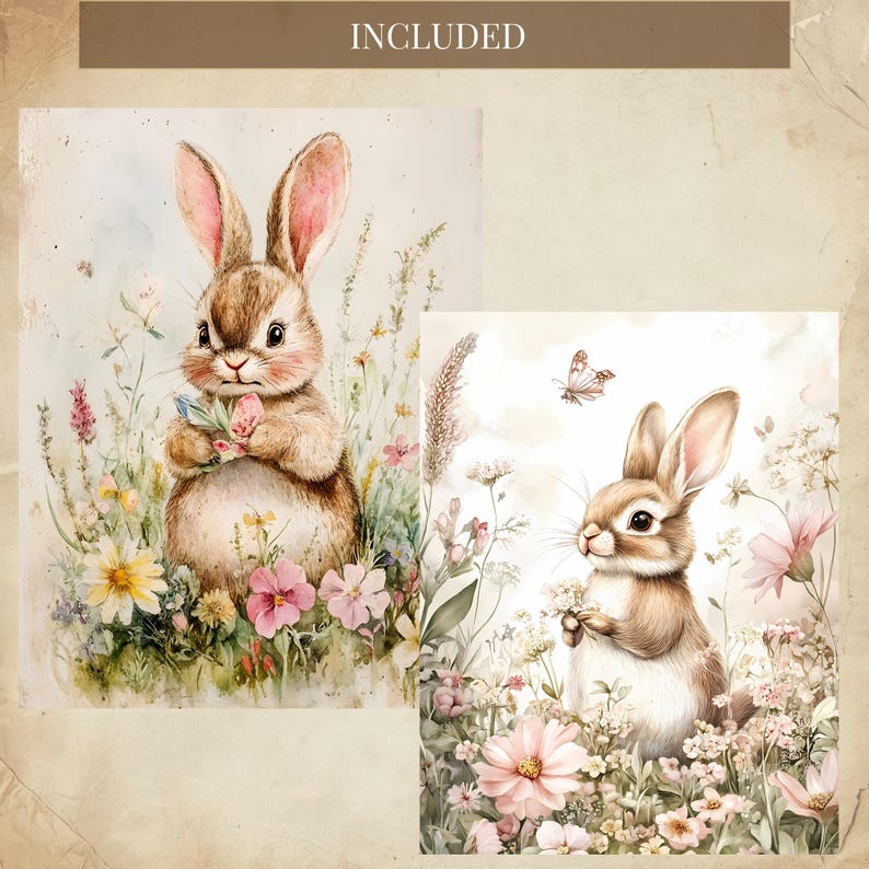 Easter Bunnies Junk Journal Pages, Ephemera Bunny Journal, Papers ...