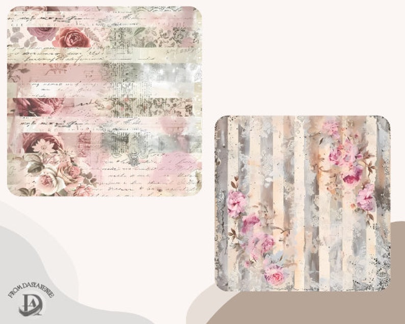Shabby Chic Pink Digital Paper Pack - Vintage Floral Backgrounds ...