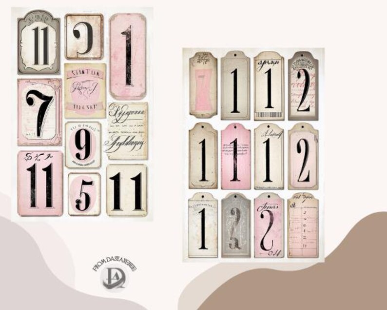 Pink Number Industrial Labels , Junk Journaling Labels, Words for Junk ...