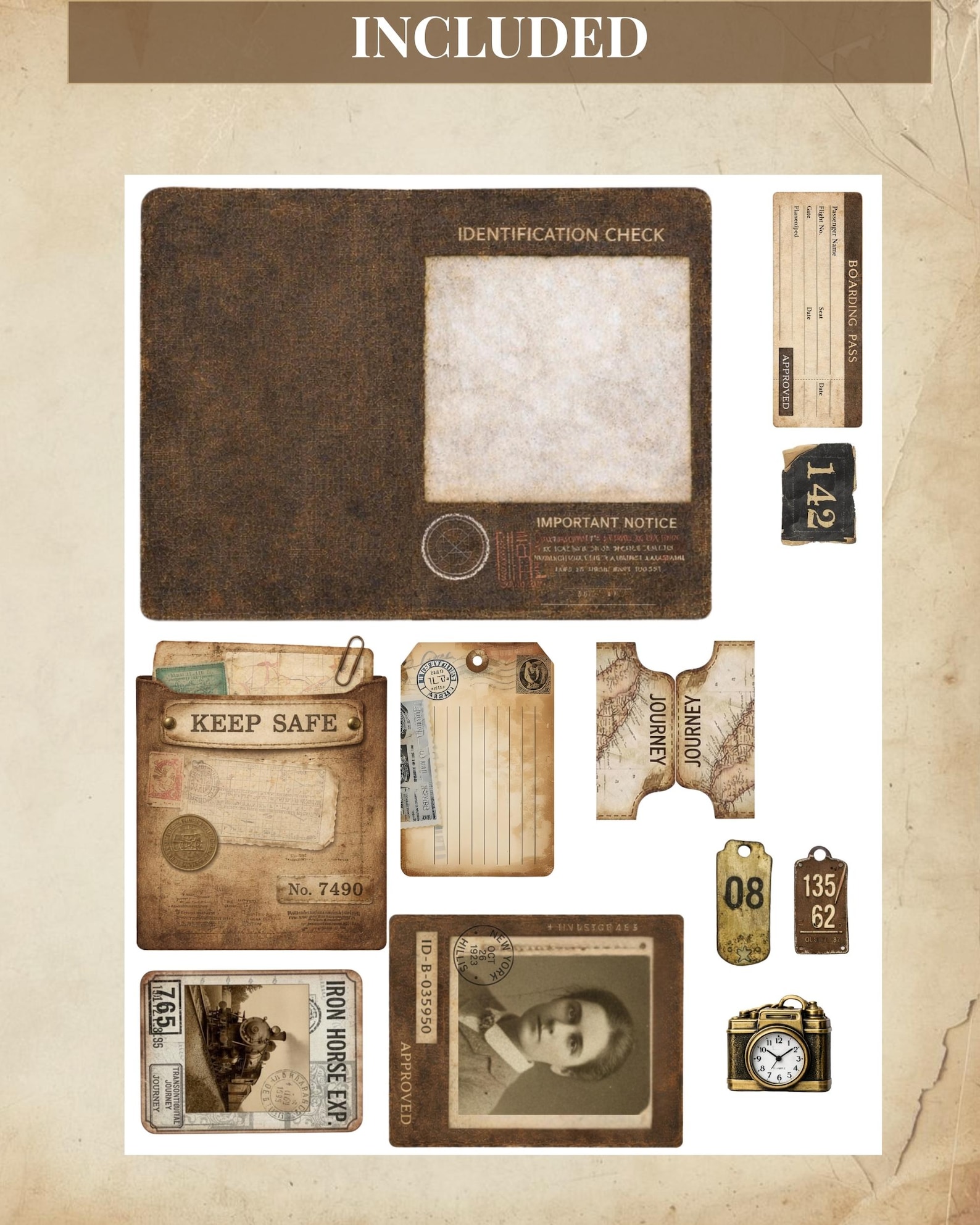 Vintage Passport Folder Card Printable, Travel Journal Pocket Foldable ...