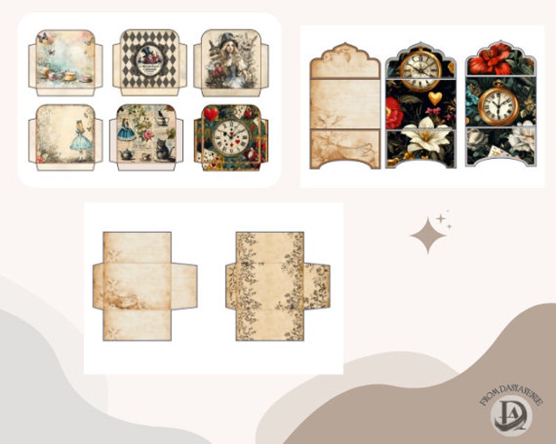 Alice in Wonderland Junk Journal Pocket, Fussy Cut, Ephemera, 18 Sheets ...