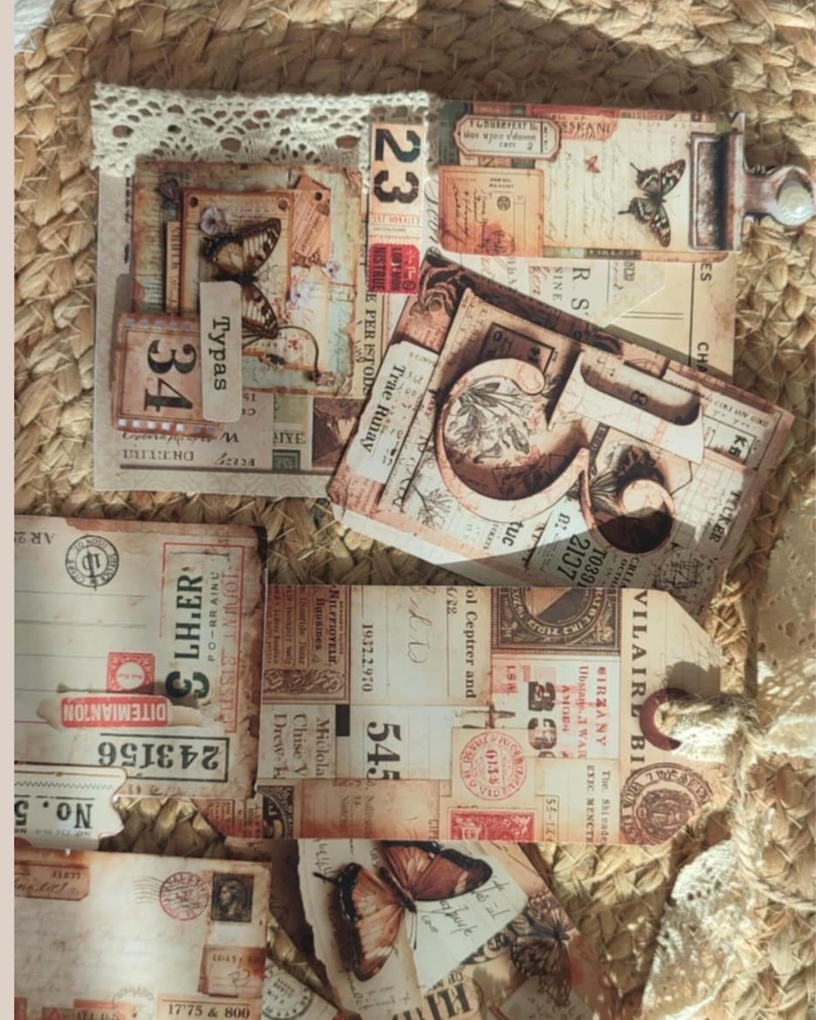 Simple Vintage Pocket Folio Tag | Layered Ephemera Journal Tag ...