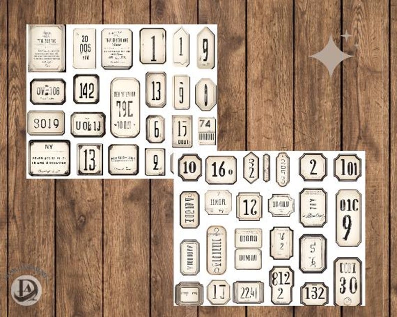 Number Industrial Labels , Junk Journaling Labels, Words for Junk ...