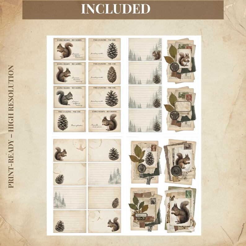 Vintage Winter Woodland Ephemera Bundle - Junk Journal Kit, Printable ...