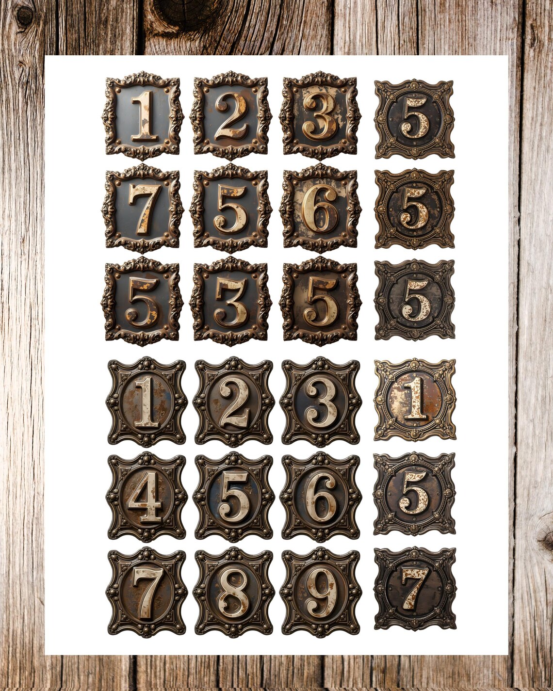 Vintage Metal Number Tags PNG | Printable Ephemera Labels | Junk ...