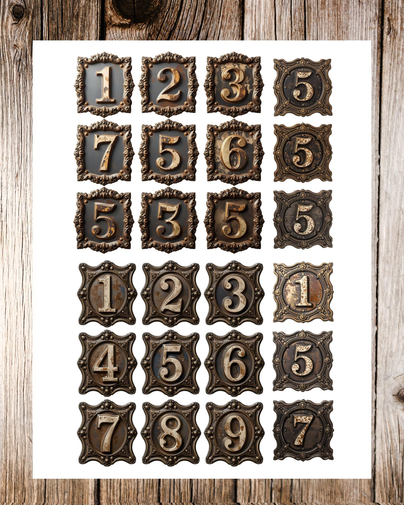 Vintage Metal Number Tags PNG | Printable Ephemera Labels | Junk ...