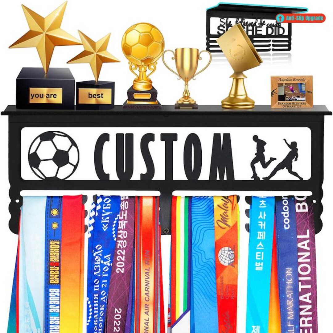 Personalized Medal Hanger With Trophy Shelf and Custom Name Display ...