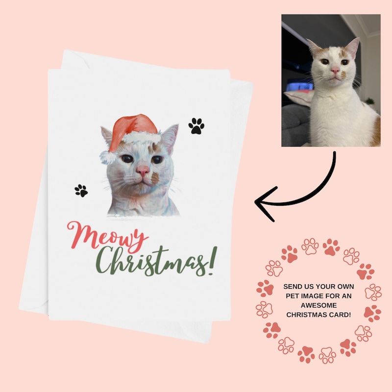 Christmas Cat Card - Etsy