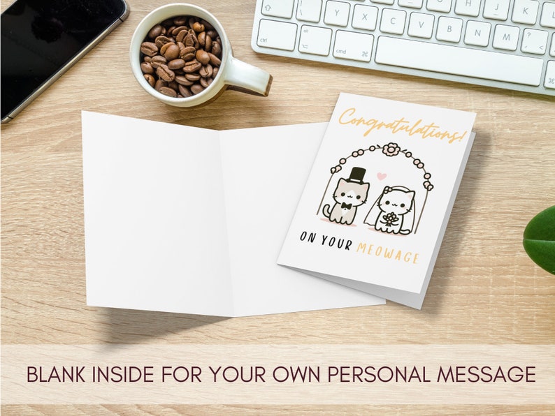 Congratulations on Your Meowage Card Cat Lover Marriage Card Funny Card ...