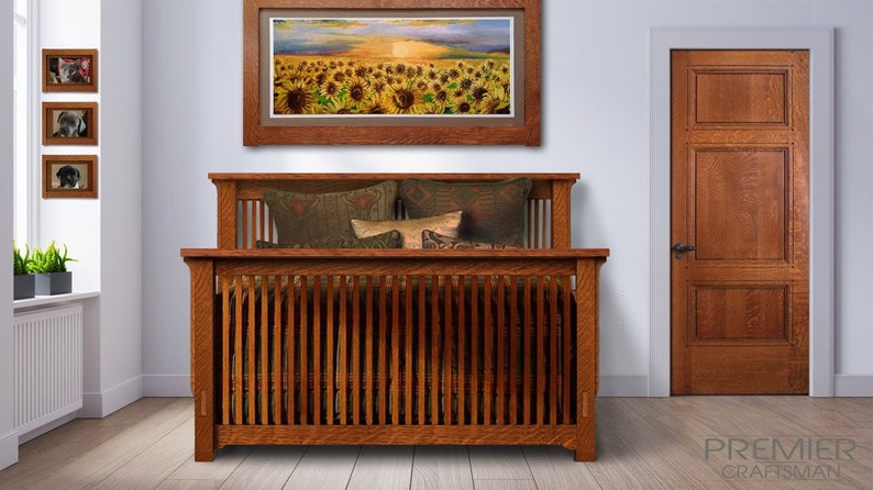 Mission Rake Spindle Bed Stickley Style Frame Classic Craftsman Harvey ...