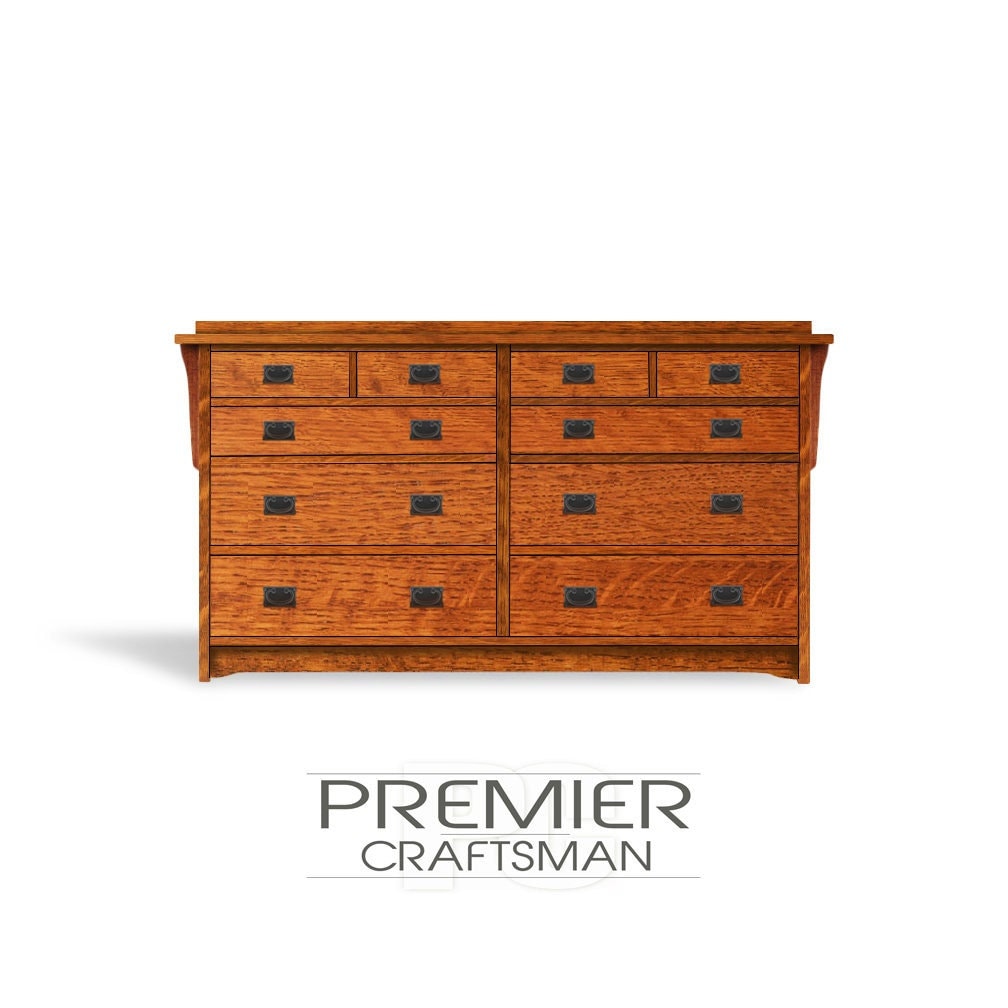 Stickley Style Mission Dresser Craftsman Bedroom Arts Crafts Large 10 Drawer Chest Etsy