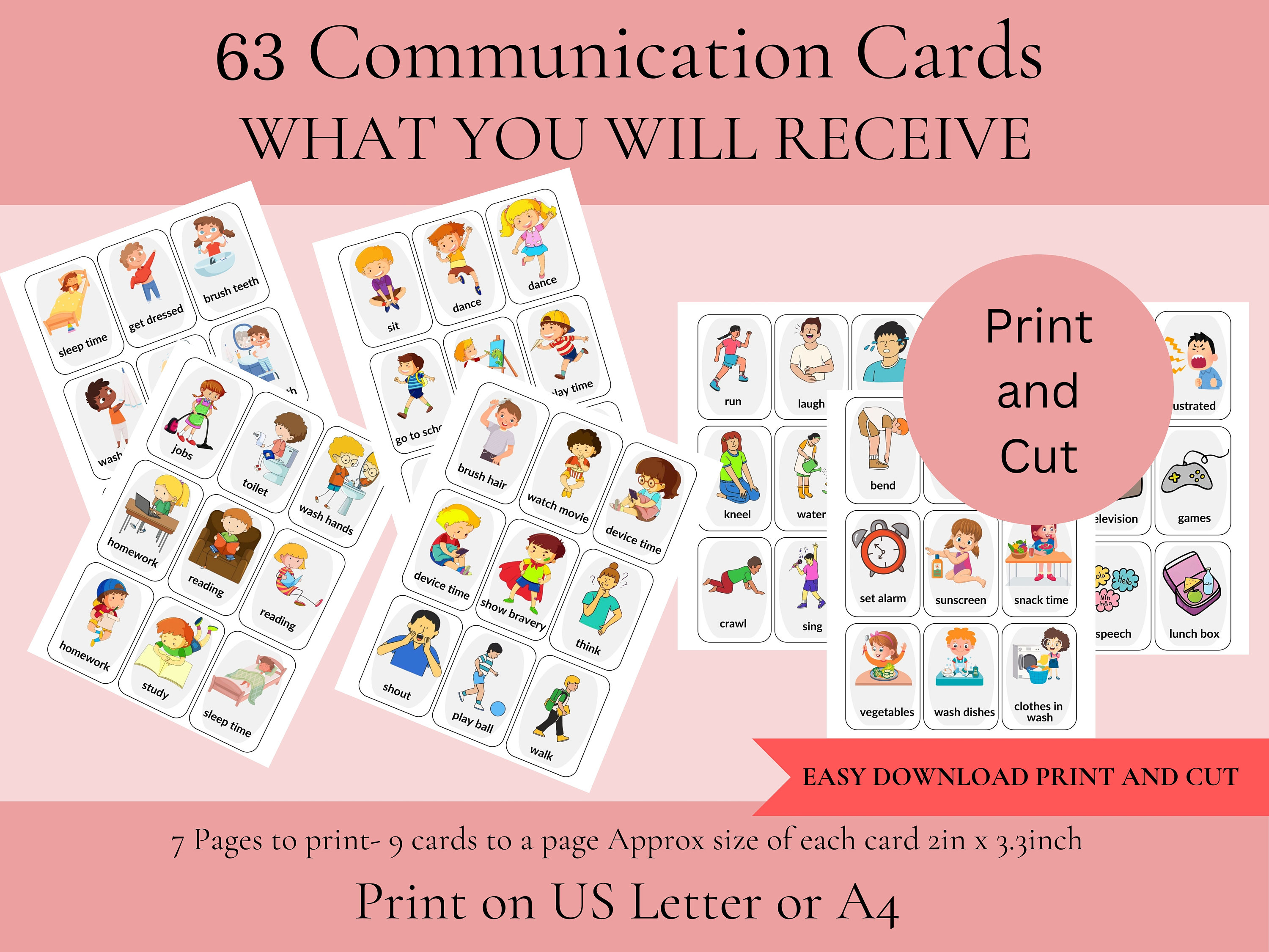Non Verbal Communication Printables, Flash Cards Visual Aid, Autism ...