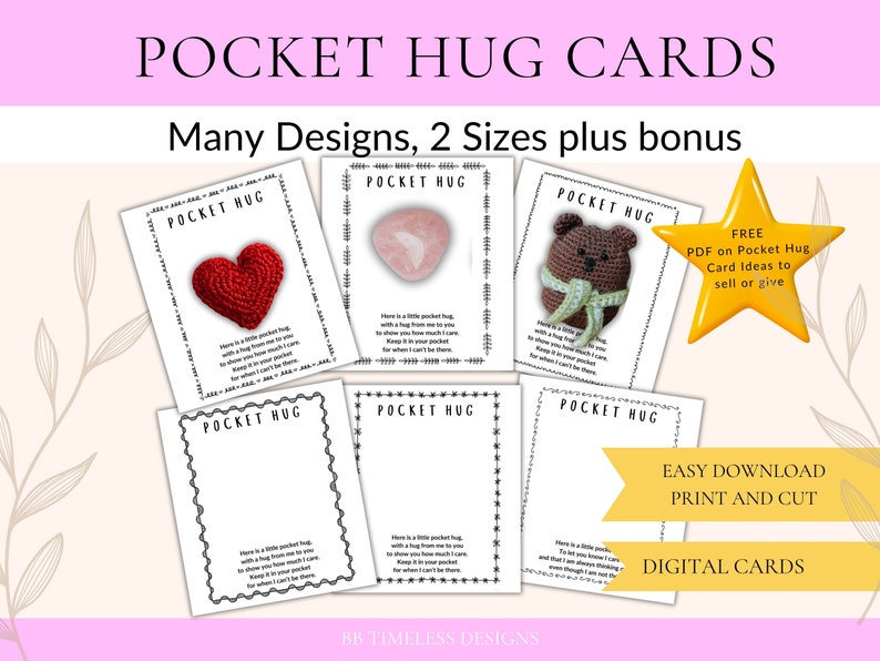 Printable Pocket Hug Cards Template,backing Pocket Card Printing,pocket ...