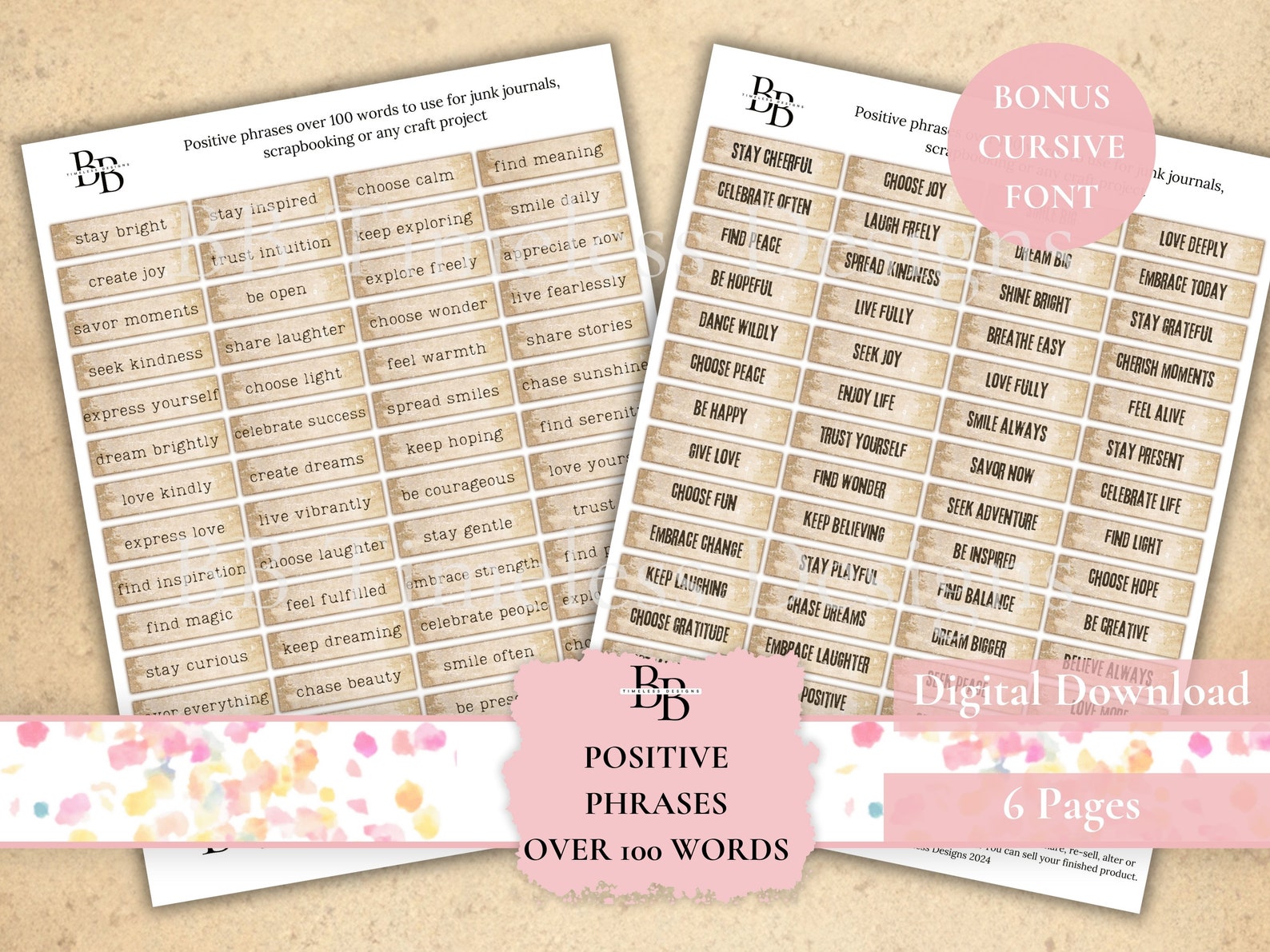 Inspiring Journal Words, 100+ Printables for Junk Journals ...