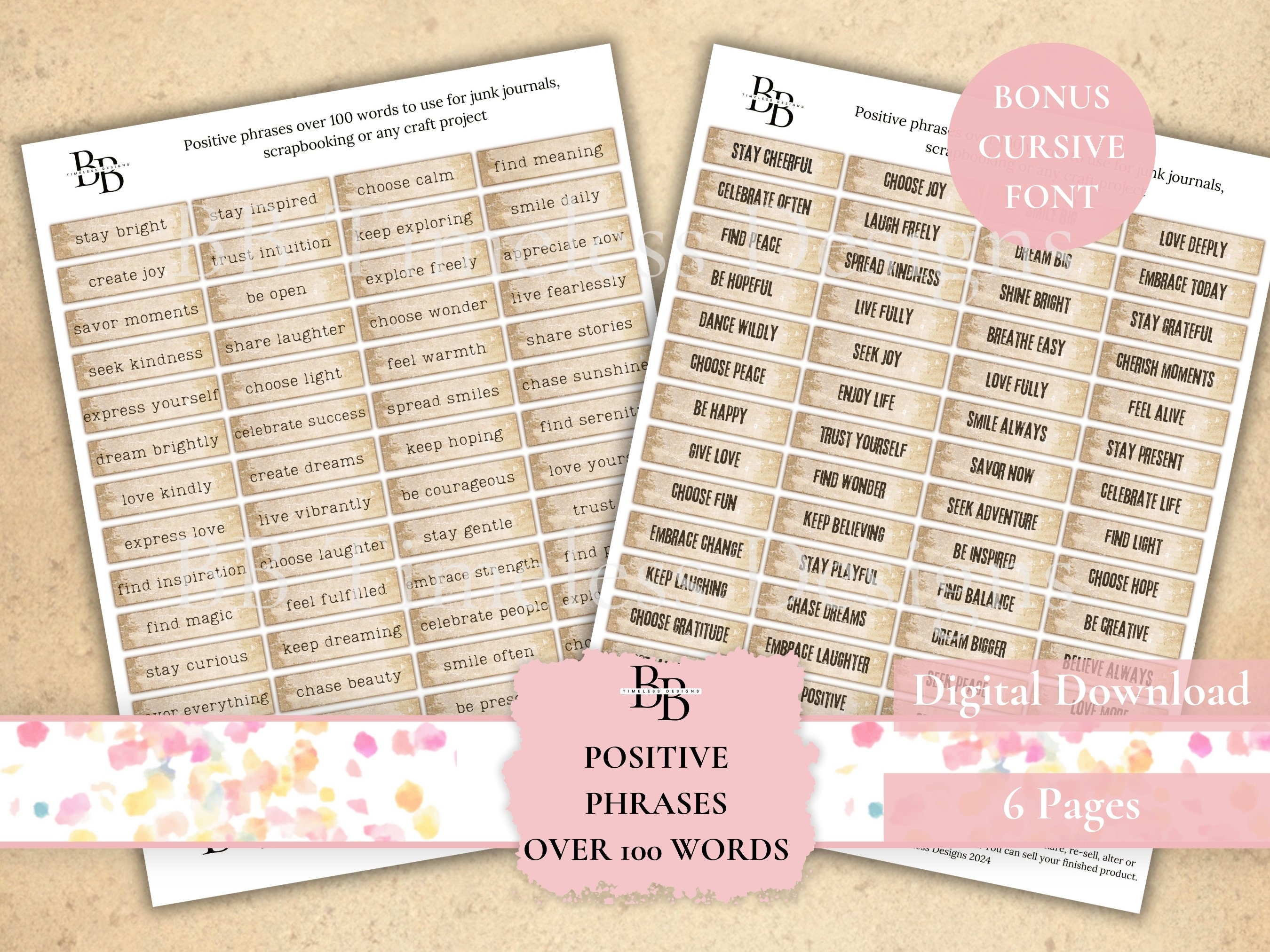 Inspiring Journal Words, 100+ Printables for Junk Journals ...
